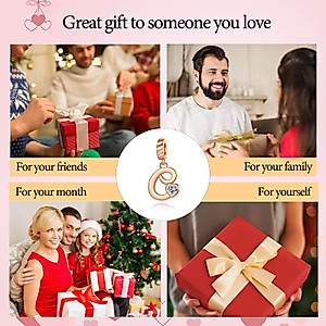 VALGACLS A-Z Letter Charm Rose Gold Letter Charms Letter C Alphabet Dangle Charm Beads for Bracelets and Necklaces