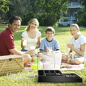 Simland 2 Layer Utentil Holder for Countertop, Plastic Silverware Tray with Lid, Portable Flatware Organizer Storage, Black