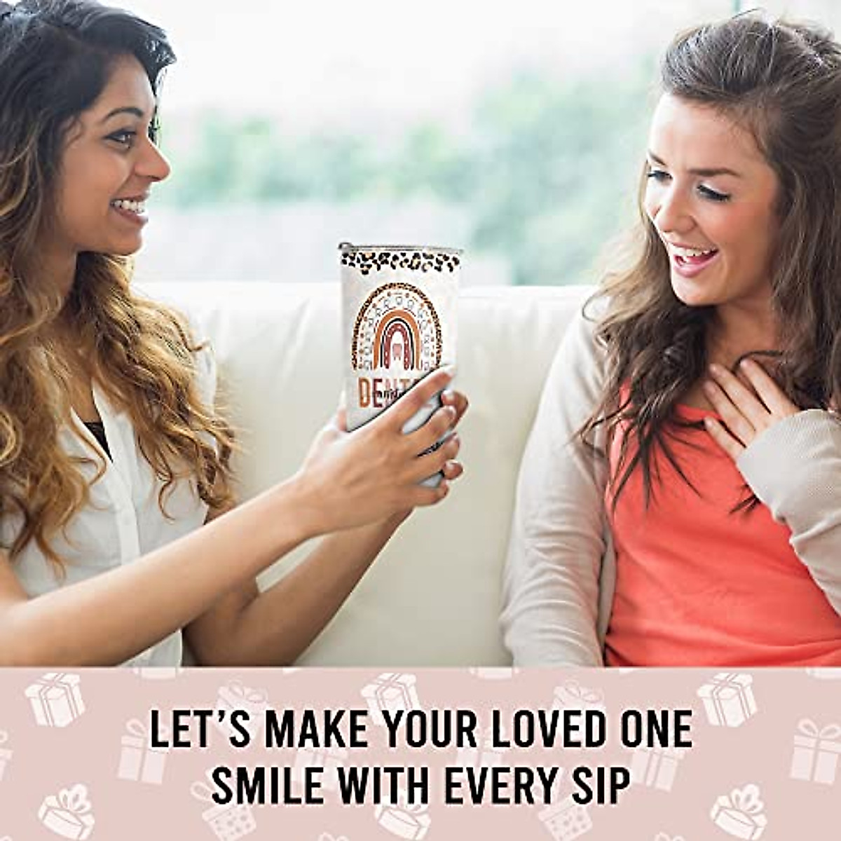 HOMISBES Dental Assistant Gifts for Women - Stainless Steel Leopard Nutrition Facts Tumbler Cup 20oz for Dental Assistant - Dental Assistant Appreciation Travel Mug