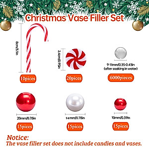 YTTYXGS 6075 Pieces Christmas Vase Filler Beads Floating Pearls and Candy Water Gel Beads for Vase Filler Table Centerpieces Christmas Party Decoration Suitable for 3 vases