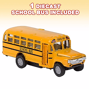 ArtCreativity Diecast Yellow School Bus for Kids, 4.75 Inch Classic School Bus Toy with Pullback Mechanism, Durable Diecast Metal, Party Favors, Best Birthday Gift for Boys and Girls