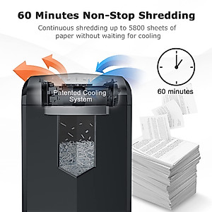Bonsaii Paper Shredder, 18-Sheet 60-Minutes Paper Shredder for Office Heavy Duty Cross-Cut Shredder with 6 Gallon Pullout Basket & 4 Casters, Anti-Jam High Security Mail Shredder for Home Use(C149-C)