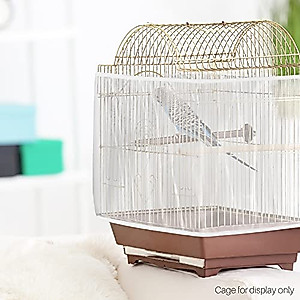 Tierecare Bird Cage Seed Catcher Stretchy Birdcage Skirt Reduce Mess Reusable Mesh Netting Accessories Cage Cover for Parakeet Round Square Cage - White