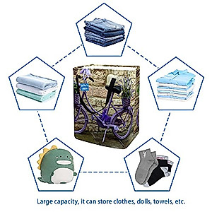 Bicycle Lavender Laundry Basket Large Cloth Organizer Bag Basket Foldable Laundry Hamper with Handles