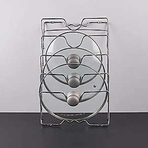 Iumer Heavy Duty Wall Mounted Kitchen Cupboard Saucepan Door Pot Pan Lid Storage Rack Freestanding Pan Stand for Pans, Pots