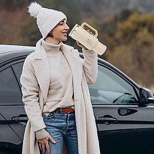 BOGI 40 oz Tumbler with Handle and Straw, 2 in 1 Lid Stainless Steel Tumbler with Lid and Straw Leak Proof Insulated Tumblers Reusable Travel Coffee Mug Cupholder-Friendly Travel Mug | Blue Dark Blue