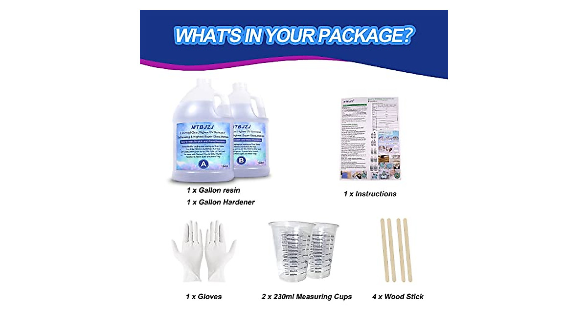 Epoxy Resin 2 Gallon Kit - Crystal Clear, Self-Leveling & Safe for Crafts