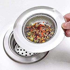 4 Pcs Sink Strainers for Kitchen Sink Stainless Steel Sink Drain Strainer Prevent Clogging Large Wide Rim Outer Diameter 4.5 Inch/11.3cm(Suitable for 2.76" to 3.94" Drain)