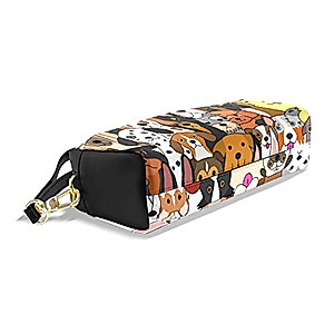 ALAZA Cute Pencil Case Cute Doodle Dog Print Animal Pen Cases Organizer PU Leather Comestic Makeup Bag Make up Pouch, Back to School Gifts