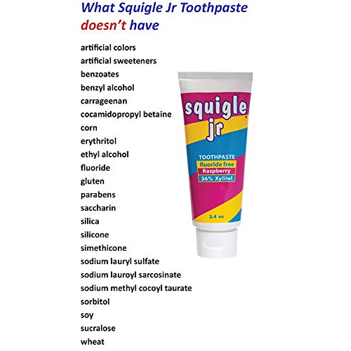 Squigle Jr Toothpaste (for Infants, Toddlers), Travel Toothpaste, Prevents Cavities, Canker Sores, Chapped Lips. Soothes, Protects Dry Mouths. Stops Tooth Sensitivity, No SLS - 2 Pack