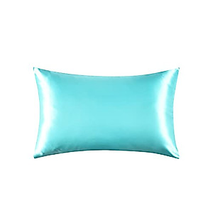 Alexandra's Secret Home Collection Satin Pillowcase for Hair and Skin, Pack of 2 - Feels Like Real Silk Pillow Cover - Satin Pillow Cases Set of 2 with Zipper Closure (Aqua, Standard)