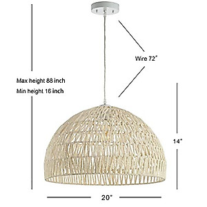 JONATHAN Y JYL6504A Campana 20" 1-Light Bohemian Modern Woven Rattan/Iron LED Pendant Farmhouse Coastal Adjustable Dining Room Living Room Kitchen Island Foyer Bedroom Hallway, Cream