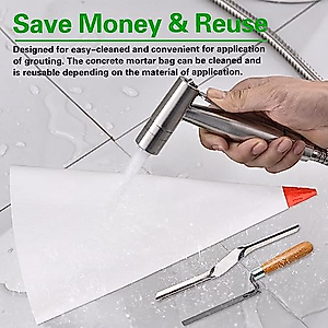 Tahikem 3 Pack Tile Grout Masonry Mortar Bag, 12" by 24" Heavy Duty Tear Resistant Puncture Tip Cement Sealer Bag, Mortar Bag Masonry, Grout Bag for Tile Installation, Grouting Bag (12x24 inch, Red)