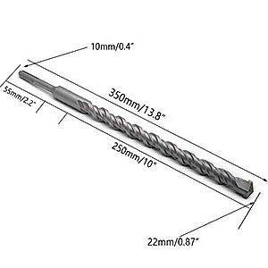 7/8 in x 10 in x 13.6in. Carbide SDS Plus Shank Hammer Masonry Drill Bit for Concrete, Stone and Masonry Drilling