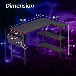 Homall L Shaped Gaming Desk, 47" Computer Desk with Carbon Fiber Surface, Home Office Writing Workstation with Space-Saving Corner, Easy to Assemble, Black