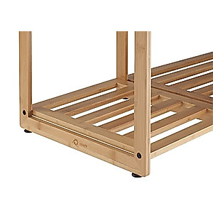 TRINITY EcoStorage 3-Bag Bamboo Laundry Station, Laundry-Room Organization and Dirty Clothes Hamper with 3 Shelves for Bedroom, Closet, Dorm Room and More, Bronze Poles