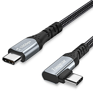 Fasgear USB C to USB C 3.1 Gen 2 Cable 6ft 90-Degree Type C 100W Cord 4K@60Hz Video Output 5A Power Delivery Charging Wire Compatible for MacBook,iPad Pro,Pixelbook,Link,T5 LaCie SSD (Black)