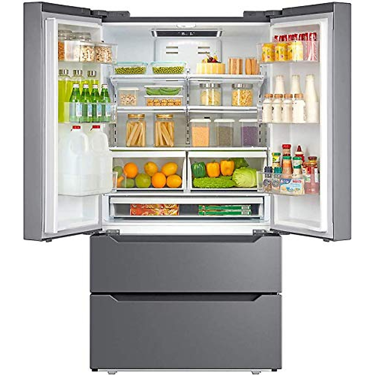 Smad 36" French Door Refrigerator 22.5 Cu.Ft, Refrigerator with ice maker, Counterdepth Refrigerator Bottom Freezer, Automatic Defrost, Humidity Controlled, fingerprint-proof stainless steel