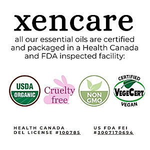 xencare Peppermint USDA Organic Food Grade Essential Oil | 100% Pure Natural Undiluted | Edible & Safe to Ingest & for Skin | Premium Aromatherapy for Diffusers Baths & Topical Use (0.33 fl oz, 10ml)