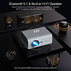 Projector with 5G WiFi and Bluetooth, Joval Portable Video Projector 9700L Native 1080P FHD 4K Support Outdoor &Home Projector for iOS, Android, PC, TV Stick, PS5, Come with Carrying Bag