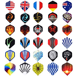 Niubixx Standard Dart Flights 30 Sets 90 Pcs Durable PET and Laser Replacement Feather Tail Wing - Perfect Accessories Equipment Supplies for Dart Games