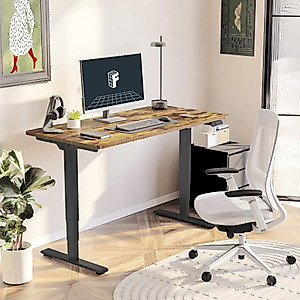 FLEXISPOT E6 Essential 3 Stages Dual Motor Electric Standing Desk 55x28 Inch Whole-Piece Board Height Adjustable Desk Electric Sit Stand Desk(Black Frame + Special Walnut Desktop, 2 Packages)
