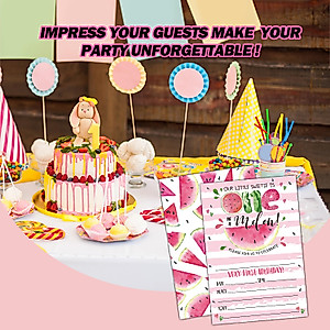 haipino Birthday Party Invitations for Girls Kids, Watermelon Birthday Invites (20 Sets 4" x 6" Cards with Envelopes) - JY655