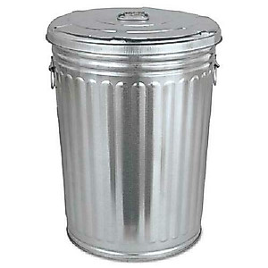 New Pre-Galvanized Trash Can with Lid Round Steel 20gal Gray