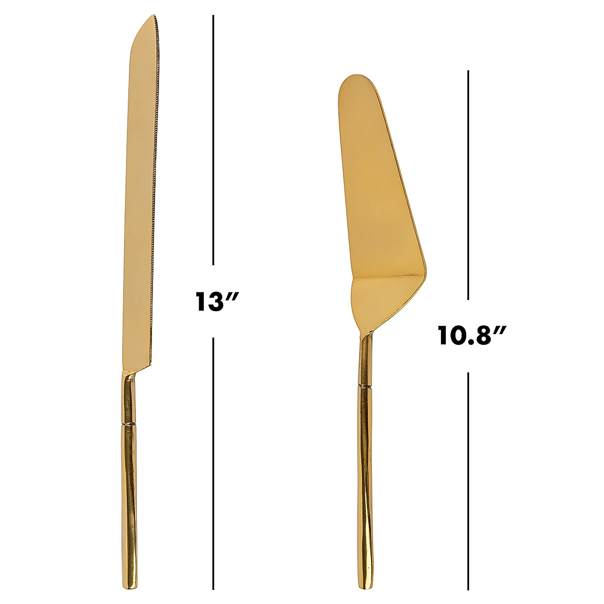 Koyal Wholesale Modern Cake Server Set - 2-Piece Gold Wedding Cake Cutter & Server With Handle