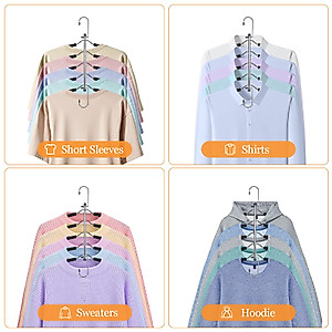 Lomrsiul Clothes Hangers Space Saving Shirt Hangers - Non Slip Multiple Shirt Organizer for Closet with Foam Padded for T-Shirt Short Skirt Sweatshirt Hoodie Closet Organizers and Storage 2 Pack