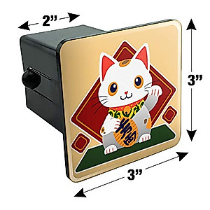 Cute Lucky Cat Maneki-Neko Tow Trailer Hitch Cover Plug Insert 2"