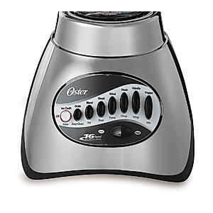 Oster Core 16-Speed Blender with Glass Jar, Black, 006878. Brushed Chrome