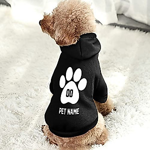 SUQINFA Dog Paws Custom Pet Hoodie, Add Pet Name Personalized Pet Clothes Sweaters with Hat Customized Dog Hoodies Sweatshirt for Small Medium Large Dogs