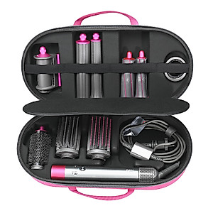 RLSOCO Hard Case for Dyson Airwrap Complete Long/Complete Styler HS08 HS05 HS01 - Fits 4pcs Long Barrels or Short Barrels - Pink (Case Only,Hair Styler is not Included)