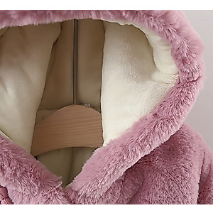 Plustrong Baby Toddler Girls Winter Coat Faux Fur Fleece Jacket Rabbit Coats for Girls (Pink bunny,100(18-24 Months)