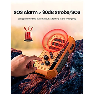 FORTECLEAR 5000mAh Hand Crank Solar Emergency Radio, 3W LED Flashlight/Reading Lamp Weather Radio, NOAA/AM/FM Portable Radio Indoor and Outdoor, SOS Alarm and Phone Charge, Survival Gear for Hurricane