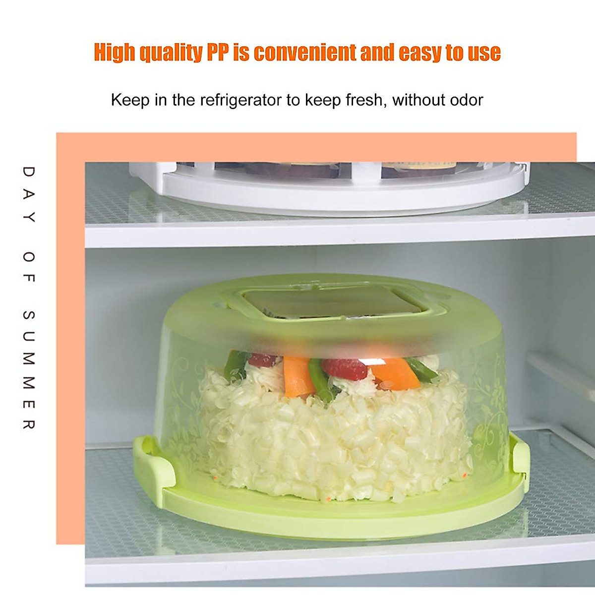 Cake Carrier Cover Cake Stand with Lid Dessert Serving Platter with Handle Cupcake Holder Pies Display with Base (White)