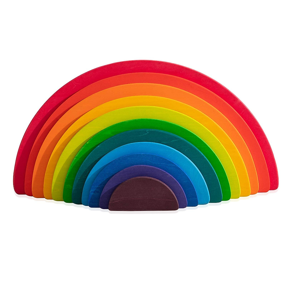 MERRYHEART Wooden Rainbow Semicircle Stacker Toys, 11Pcs Semicircle Rainbow Stacking Puzzle, Rainbow Building Blocks Board Set for Kids, Learning Creative Thinking Toys