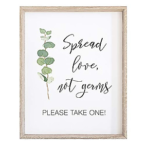 Spread Love Not Germs Sign for Wedding 8x10 Watercolor Greenery with Eucalyptus Print on Thick Cardstock Paper | Wedding Decoration NOT FRAMED