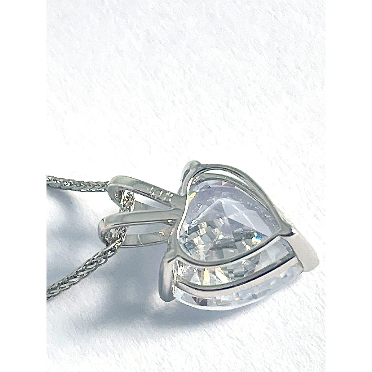 pierre lorren jewellery LUXURY 18K WHITE GOLD Heart Shaped Diamond Pendant SOLID Necklace for women with Solitaire Jewelry 18inch,Womens day present HANDMADE Women 1.5ct