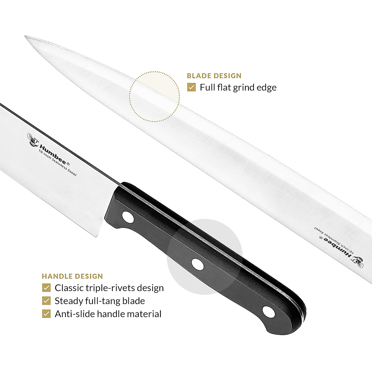 Humbee - Cuisine Pro Chef Knife 6 Inches - Stainless Steel Full Tang Blade for Professional and Personal Use - Ergonomic Handle, Comfortable Grip - Dishwasher Safe, NSF Certified