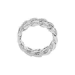 1 1/2 CT Round Shape White Cubic Zirconia Womens Roap Style Wedding Engagement Band Ring 14K White Gold Plated 925 Sterling Silver (1.20 Cttw) Ring Size - 7.5