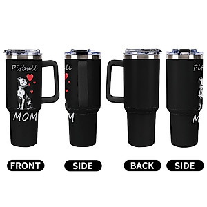 Pitbull Mom 40 Oz Tumbler Insulated Stainless Steel Water Bottle Travel Mug Car Cup with Handle and Straw