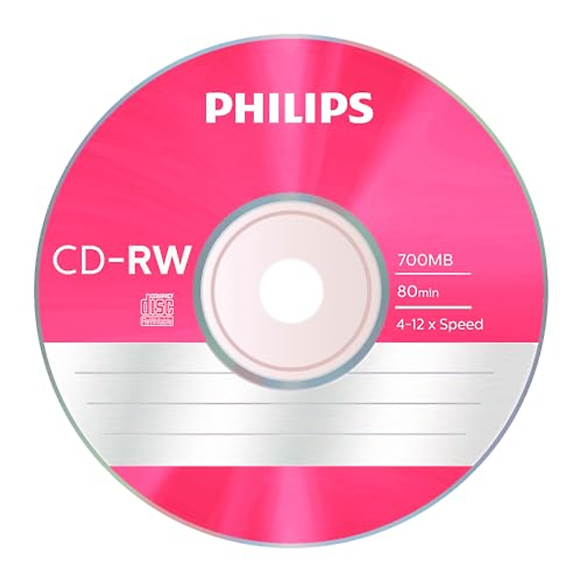 Philips CD-RW 80MIN Blank Disc x 5 Jewel Case 700MB 4-12 X Speed