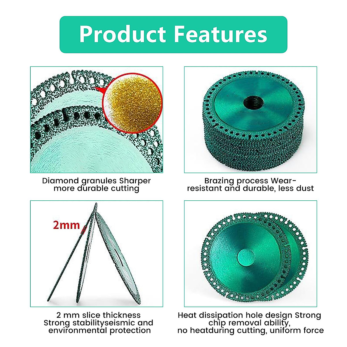 Indestructible Disc for Grinder, 5Pcs 100mm Indestructible Disk Multifunctional Cutting Saw Blade Ultra-Thin Diamond Circular Saw Blade for Angle Grinder(Inner Hole 22.23mm)