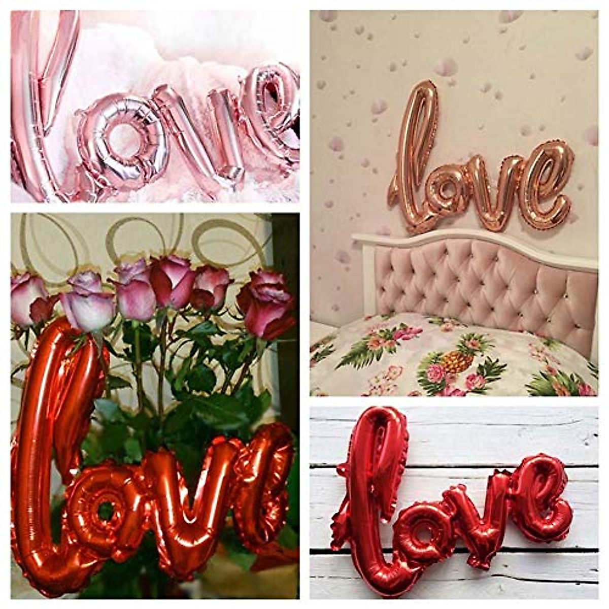 Large Red LOVE Foil Balloons Banner,42 Inch Mylar Foil Letters Balloons Reusable Ecofriendly Material for Wedding Bridal Shower Anniversary Engagement Party Decorations Supplies