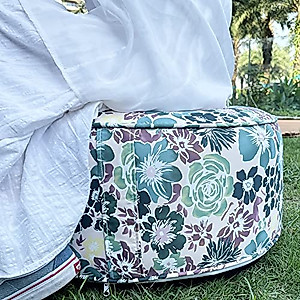 Louis Donné Inflatable Ottoman Footrest with Handle, Decorative Fade-Resistant Waterproof Foot Stool, Pouf for Home Patio Garden and Camping, D22 x H10 (Warm Tones Green Flower)