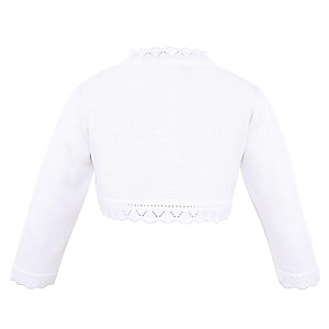 Lilax Baby Girls' Knit Long Sleeve Button Closure Bolero Cardigan Shrug 12-18 Months White