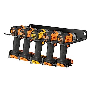 knc Electric Drill Storage Rack Wall Mount,Power Tool Organizer,Cordless Holds 5 Drills Charging Slots,Heavy Duty Hanging Storage Shelf for Garage, Home, Workshop, Shed (Rack)