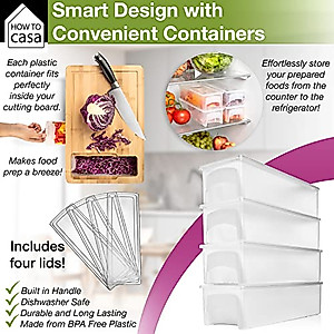 Bamboo Cutting Board with Containers for Storage - Zero-Mess Meal Prep Station